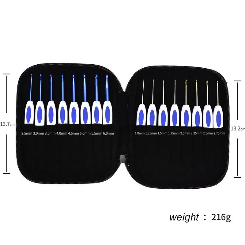 BLUE CROCHET HOOKS IN PAISLEY ZIP CASE — GuChet.com