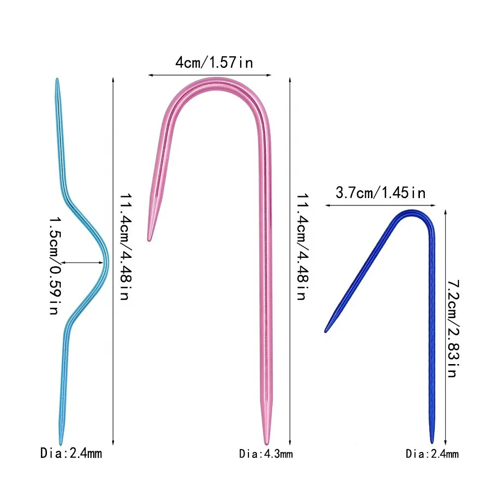 KNITTING CABLE NEEDLE - METAL – CURVED - 3 PACK — GuChet.com