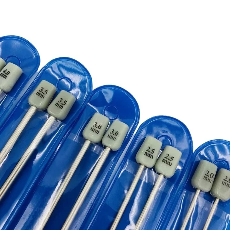 SINGLE POINTED KNITTING NEEDLES - 14” LONG - METAL - 11 PAIR SET ...