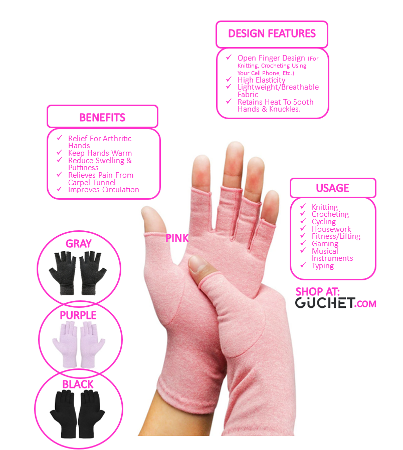 COMPRESSION GLOVES FOR KNITTER & CROCHETERS — GuChet.com