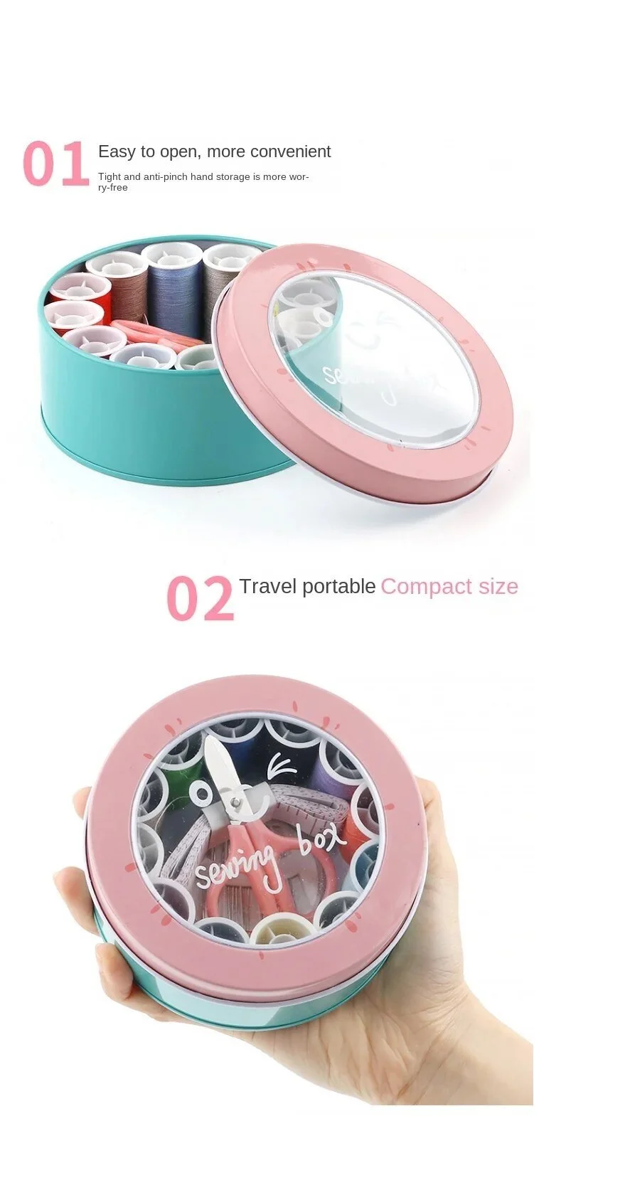 SEWING KIT - IN TIN CAN - 16 PIECE SET — GuChet.com