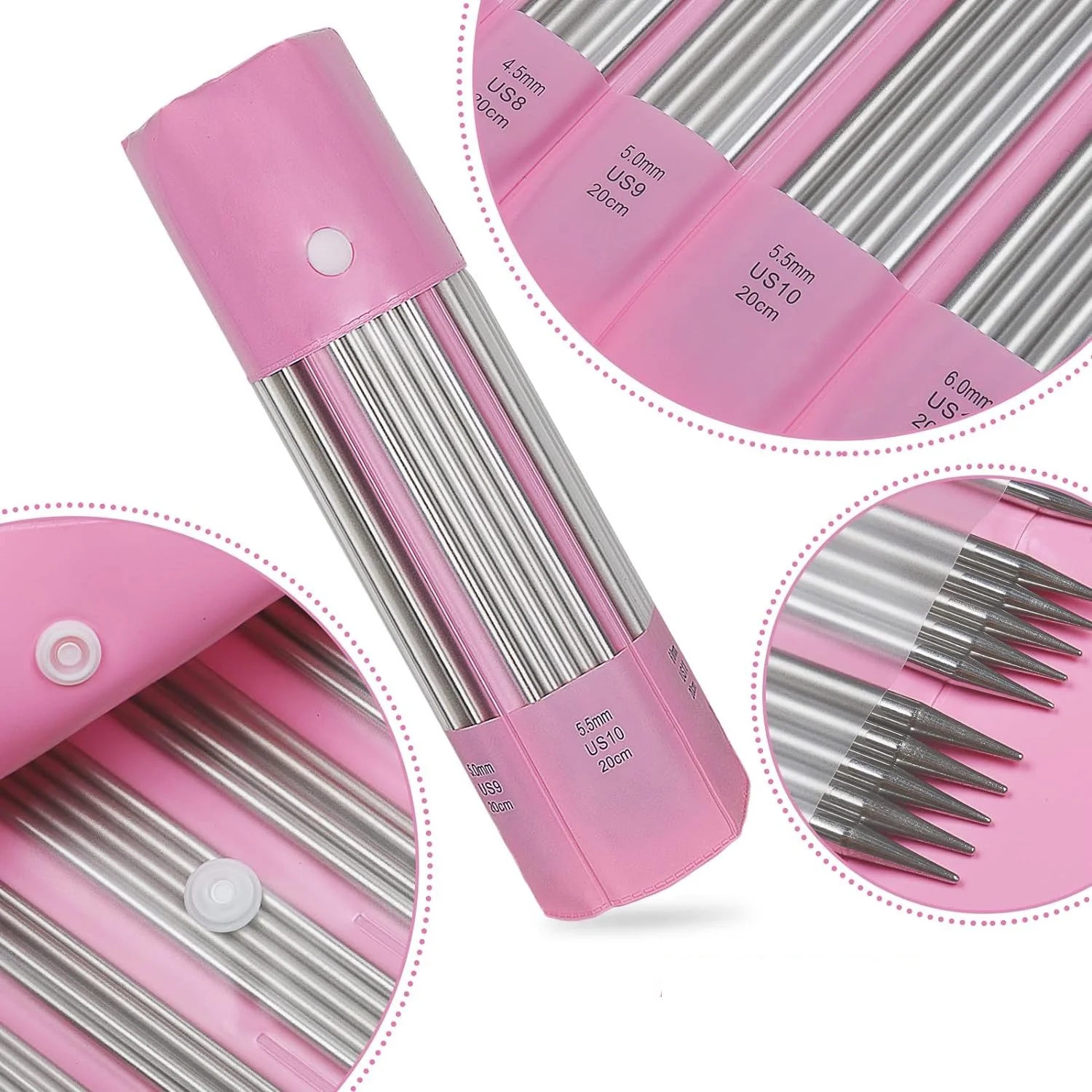 DOUBLE POINTED NEEDLE SET – 8” LONG - BAMBOO - 55 PIECES — GuChet.com