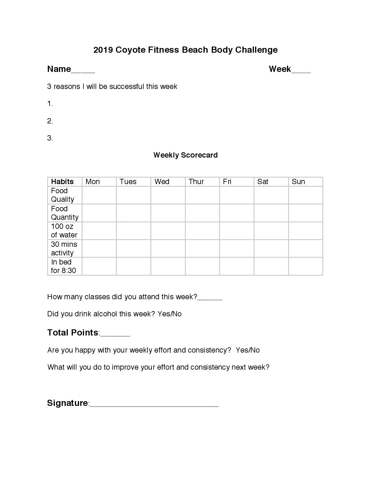 Beach Body Challenge — Coyote Fitness