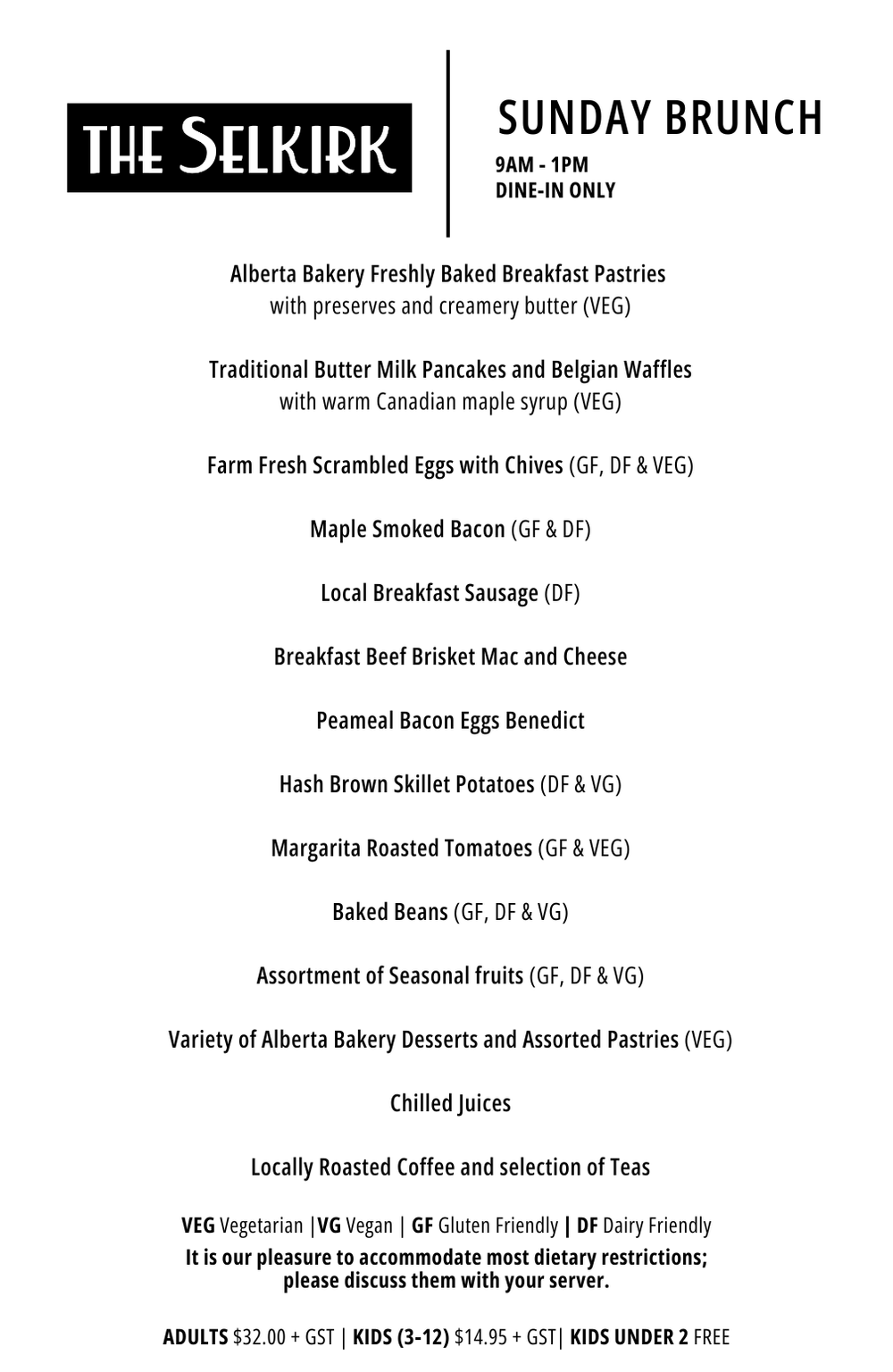 Menus — The Selkirk