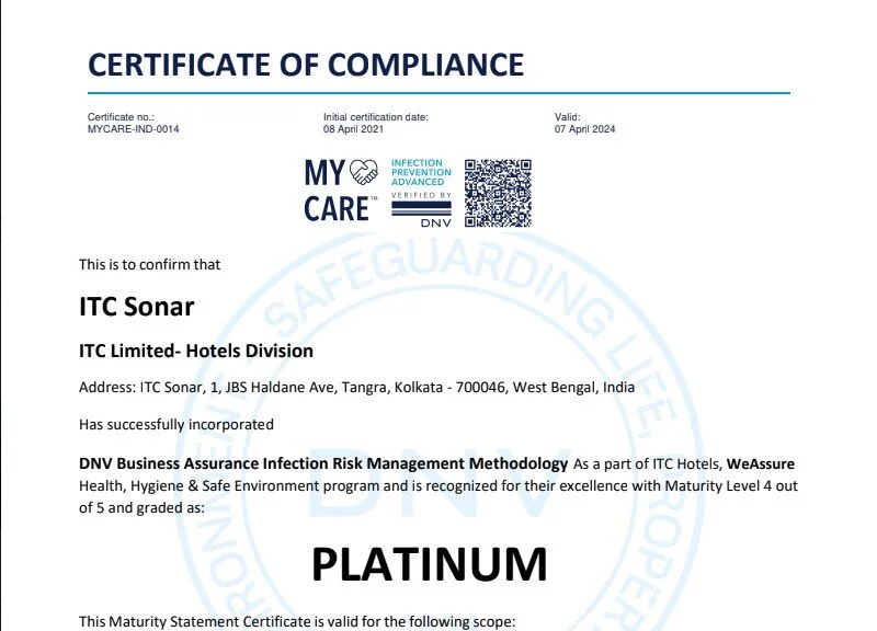 ITC Hotels 'WeAssure' Receives Platinum Certification for Infection ...