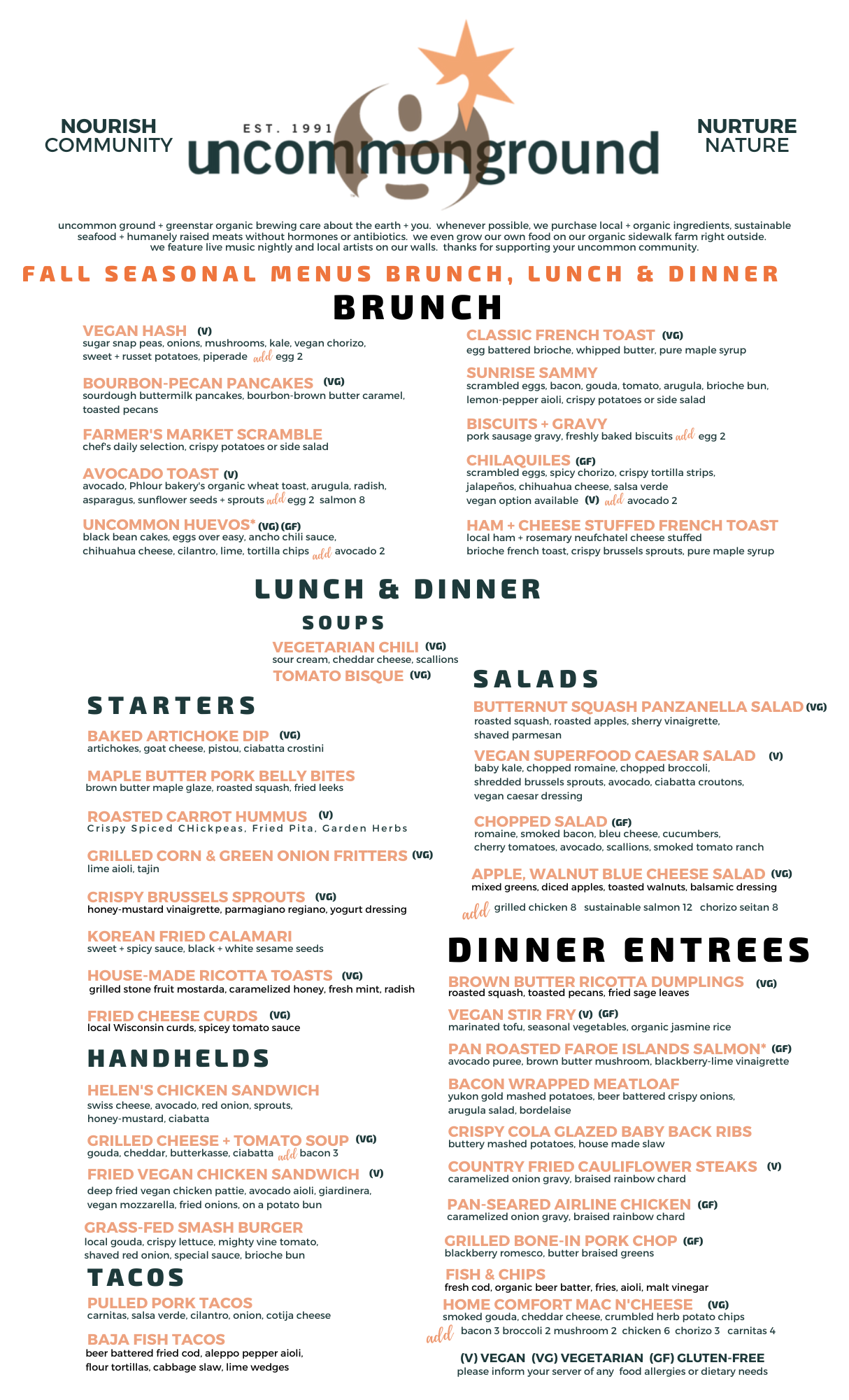 Menus — Uncommon Ground