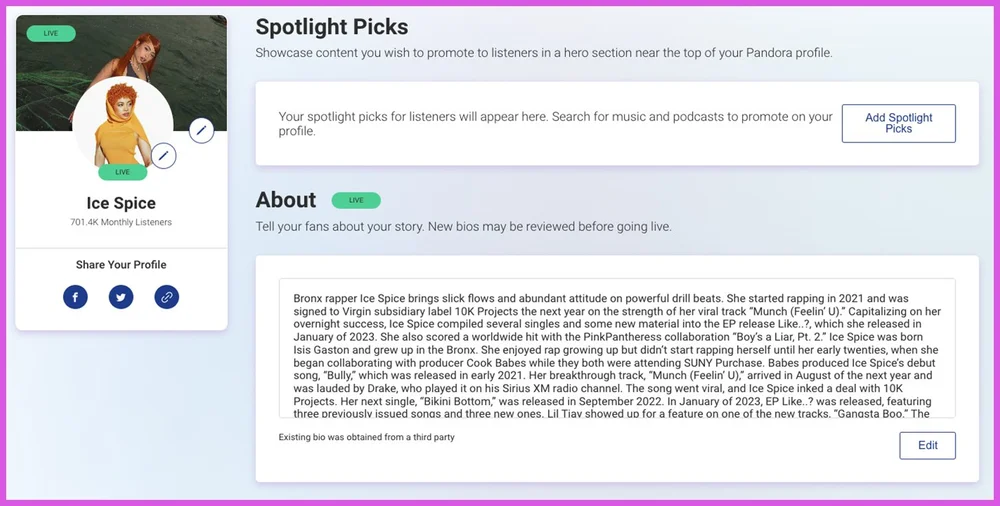 Powerful Customization Features for Pandora Artist Profiles in AMP — AMP Playbook