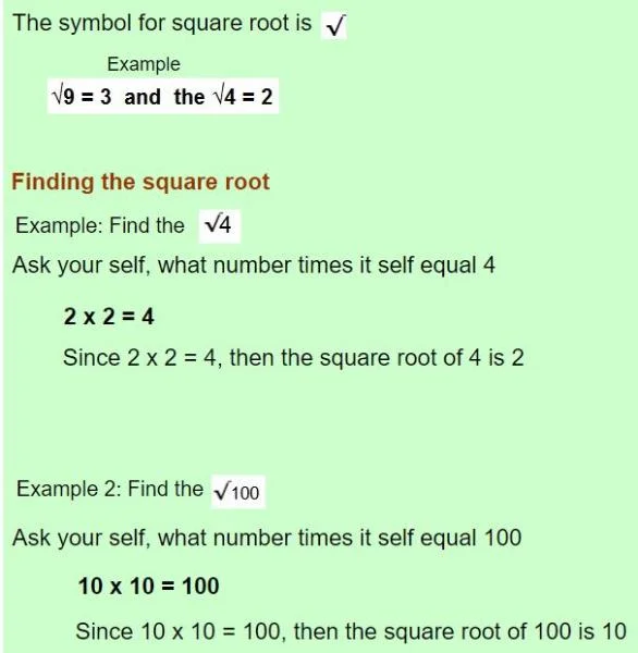 Finding The Square Roots Of Numbers