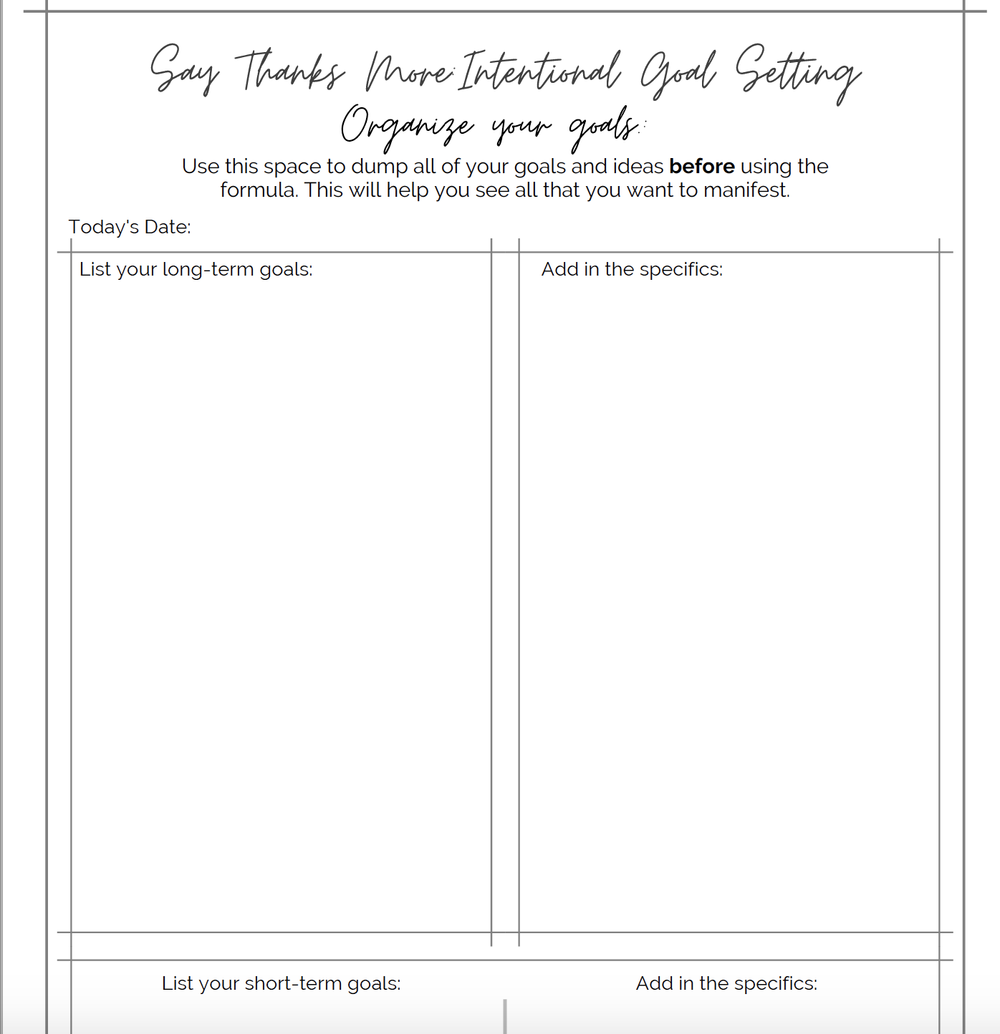 Goal Setting Worksheet