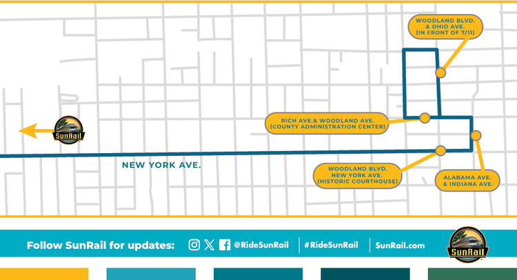 Get from DeLand SunRail to Downtown DeLand