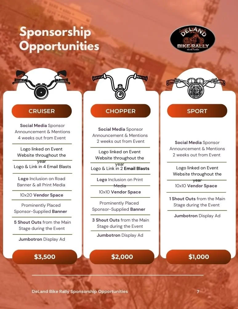 DeLand Bike Rally Sponsorships