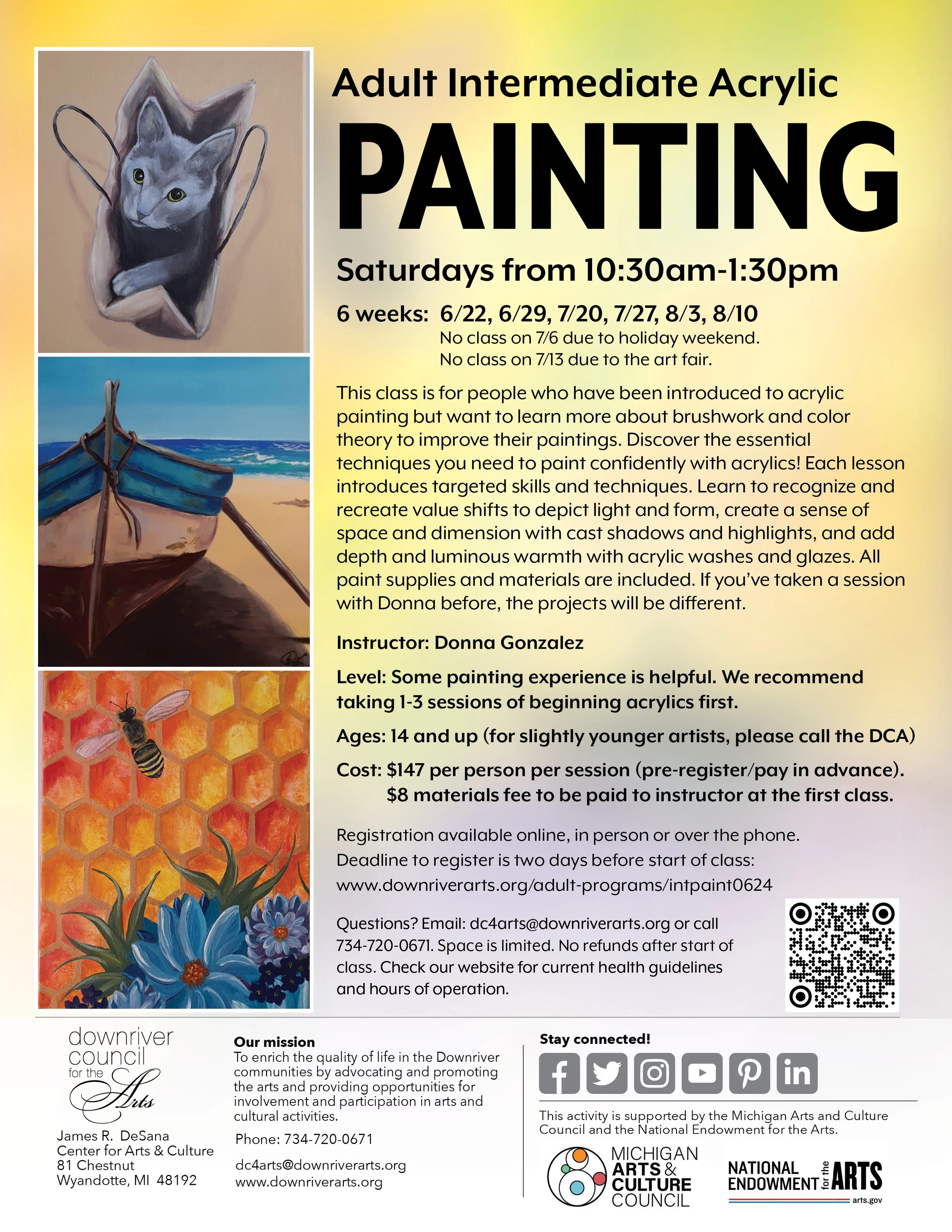 Intermediate Acrylic Painting - 06/2024 — Downriver Council for the Arts