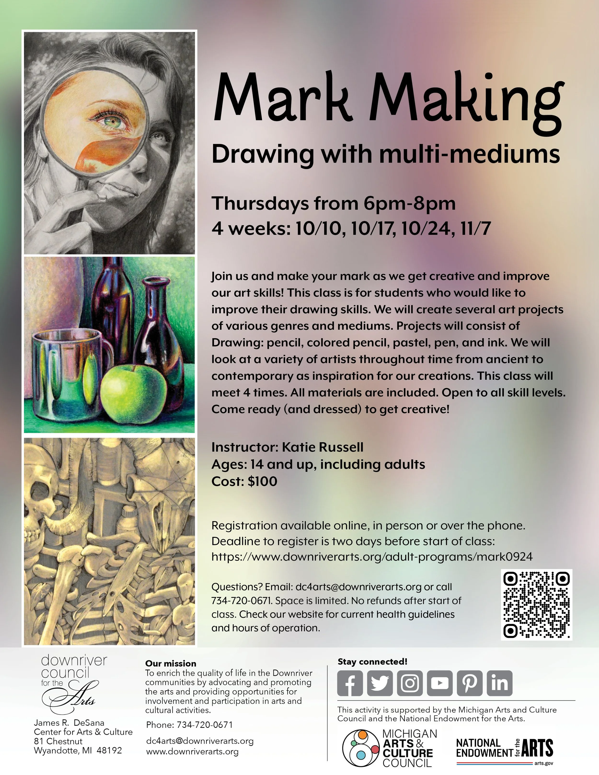 Mark Making-Drawing - Ages 14+ - 10/2024 — Downriver Council for the Arts