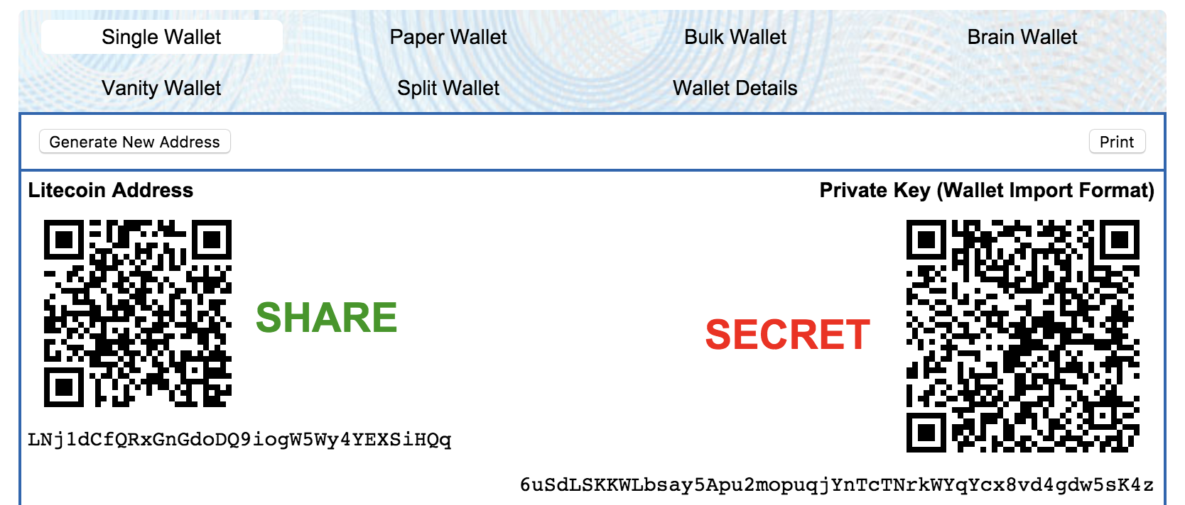 Litecoin Paper Wallet