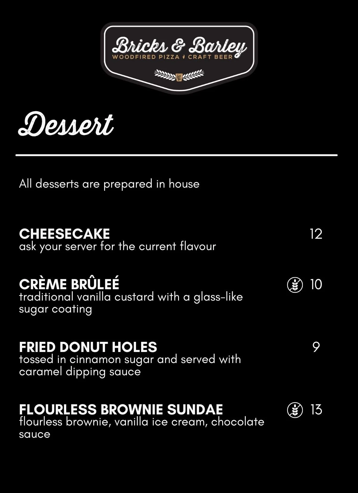 Menus — Bricks & Barley