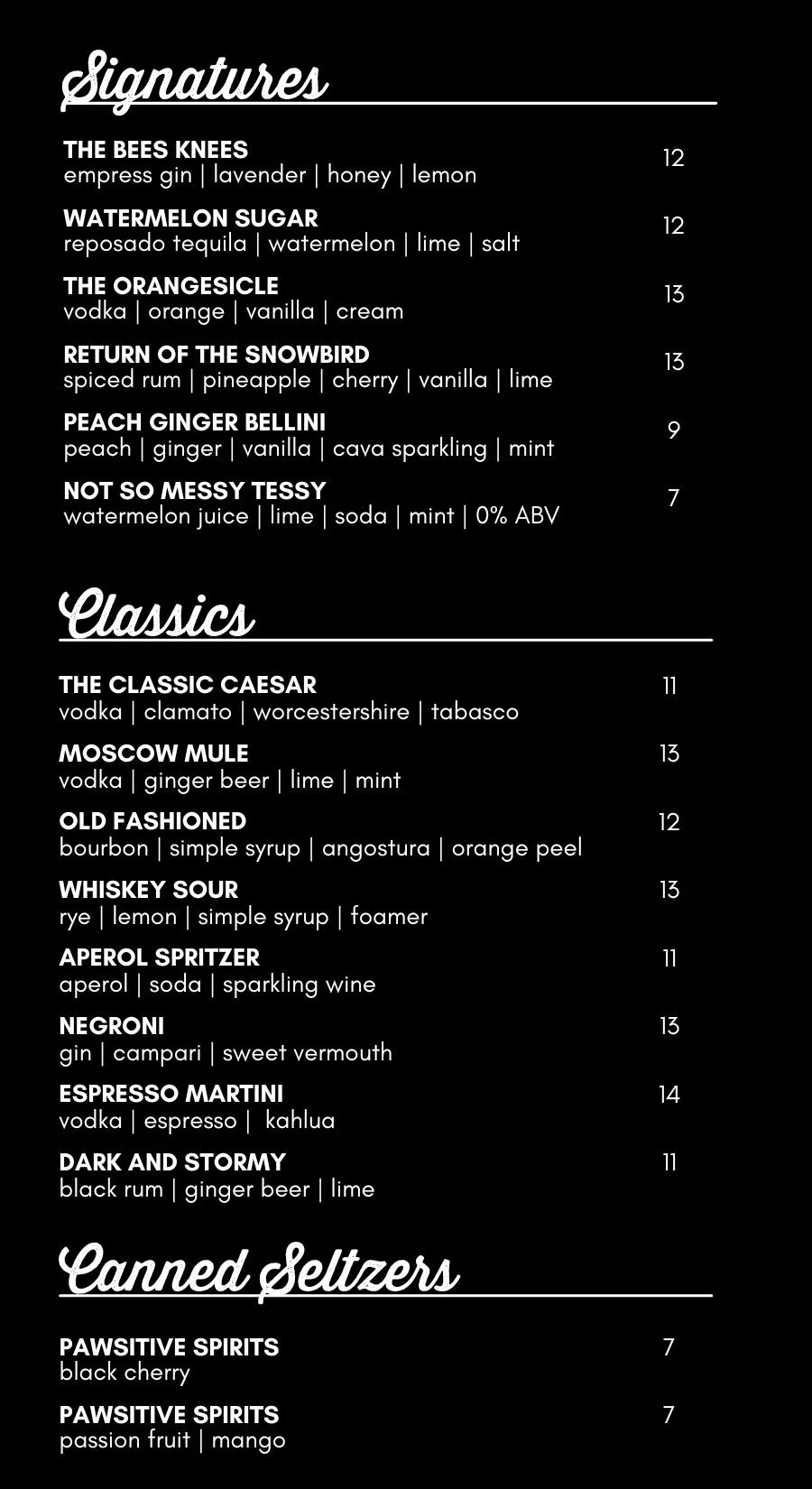 Menus — Bricks & Barley