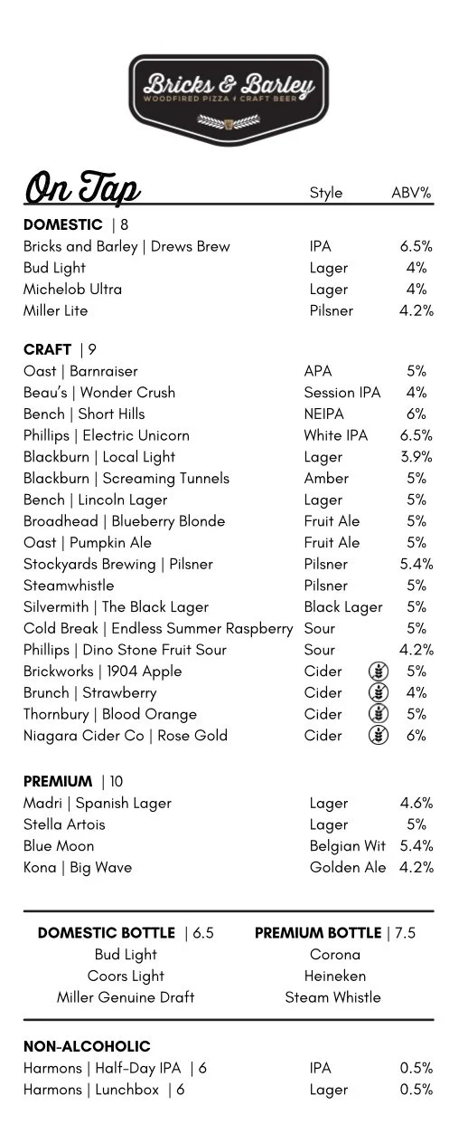 Menus — Bricks & Barley