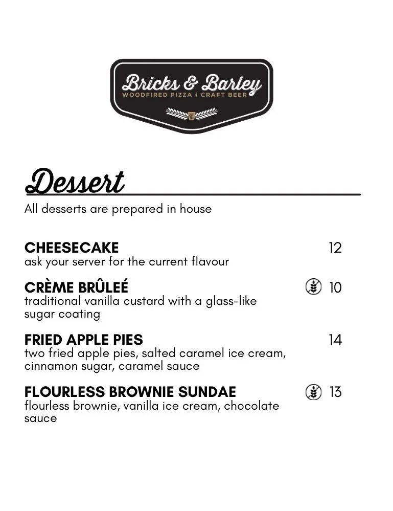 Menus — Bricks & Barley