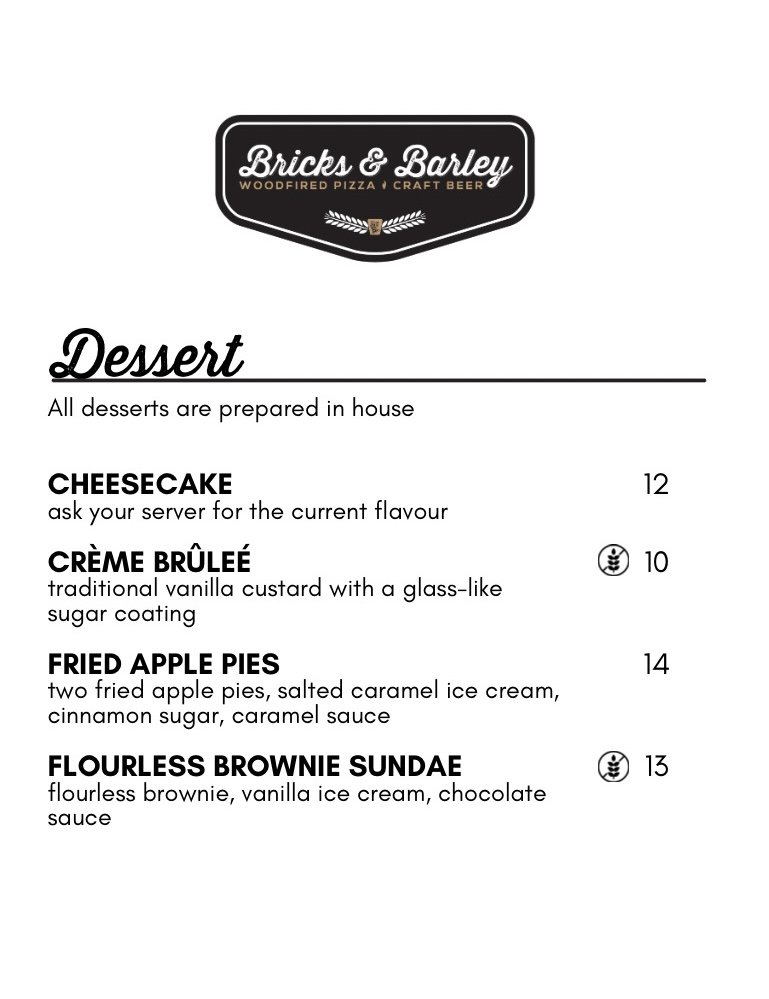 Menus — Bricks & Barley