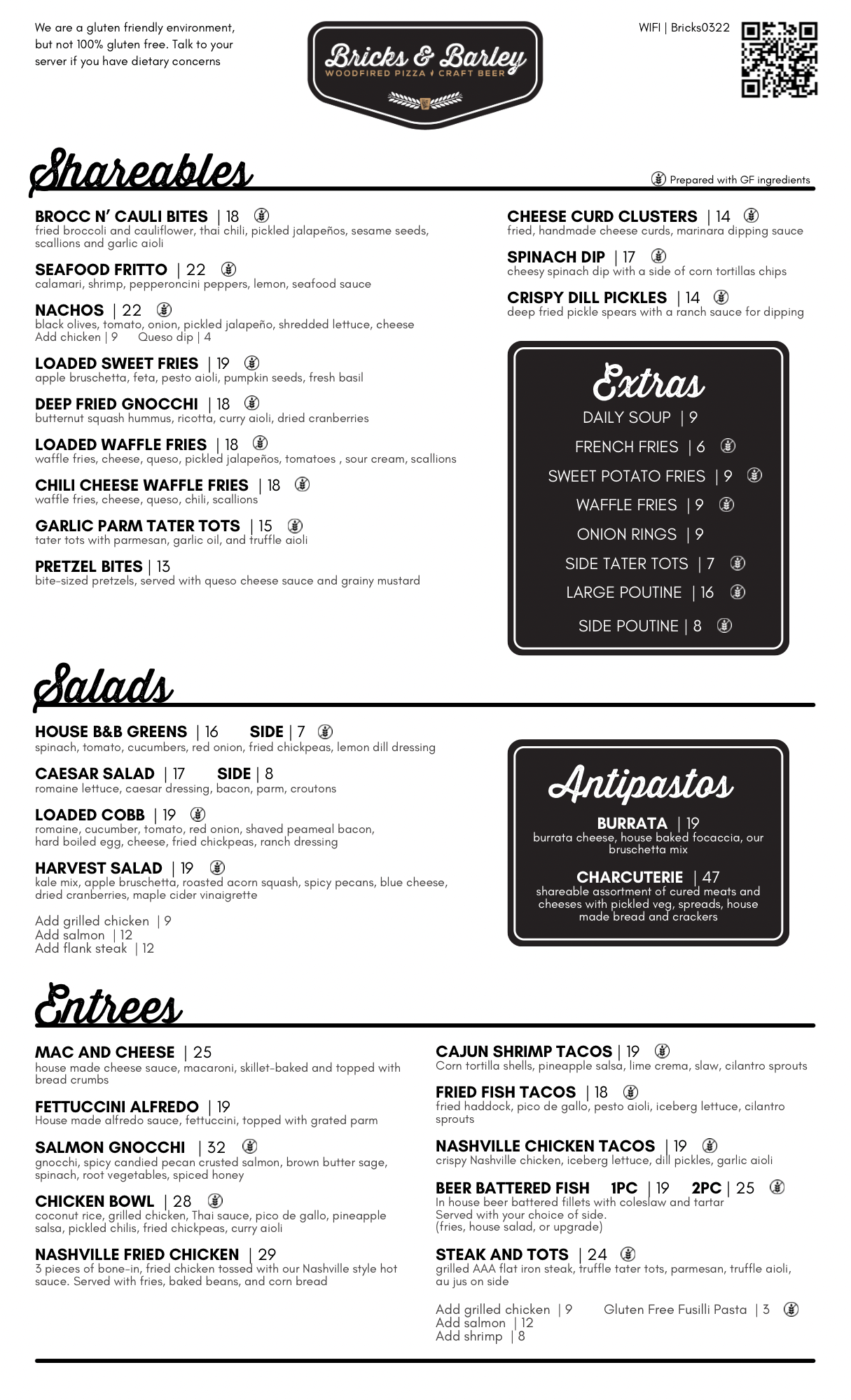Menus — Bricks & Barley