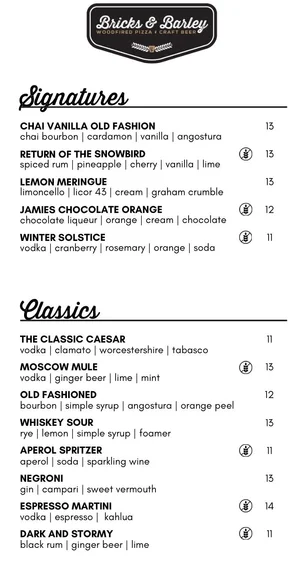 Menus — Bricks & Barley