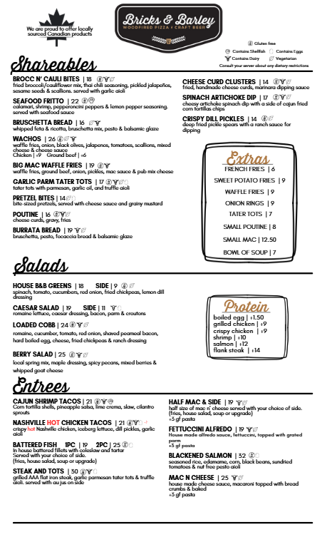 Menus — Bricks & Barley