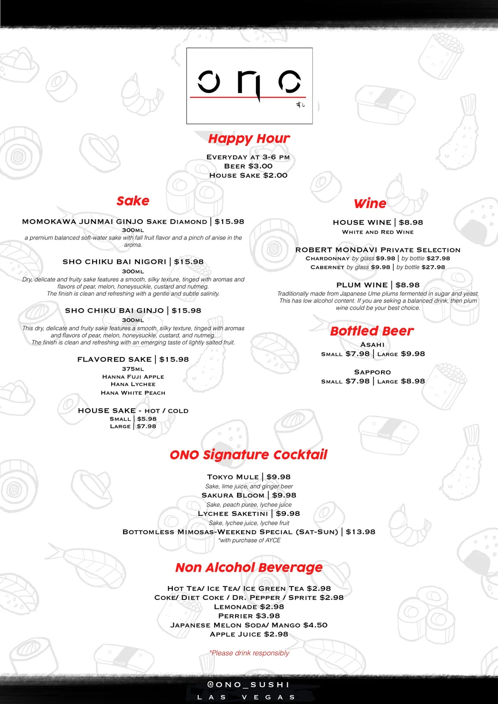Ono sushi Vegas, All you can eat sushi in vegas, Vegas local food ...