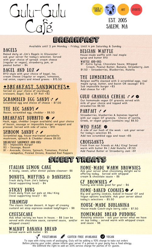Food Menu — Gulu-Gulu Cafe