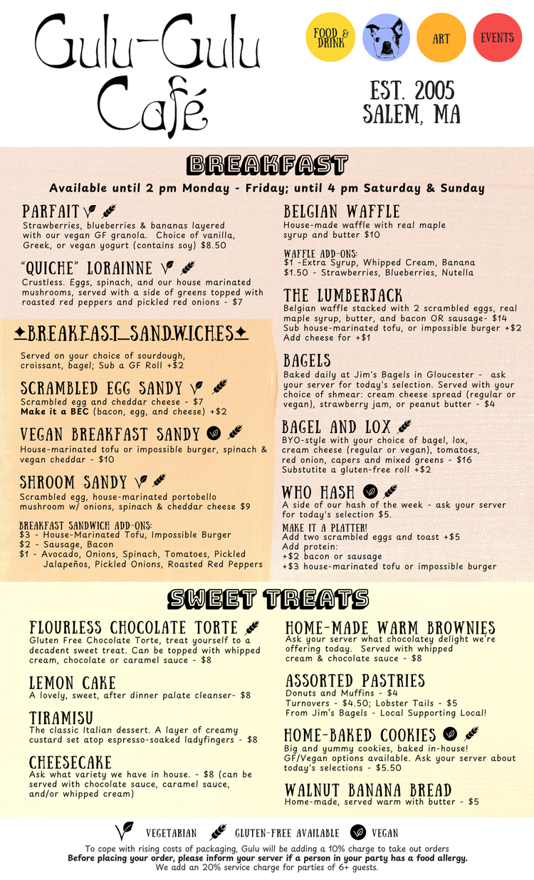 Food Menu — Gulu-Gulu Cafe