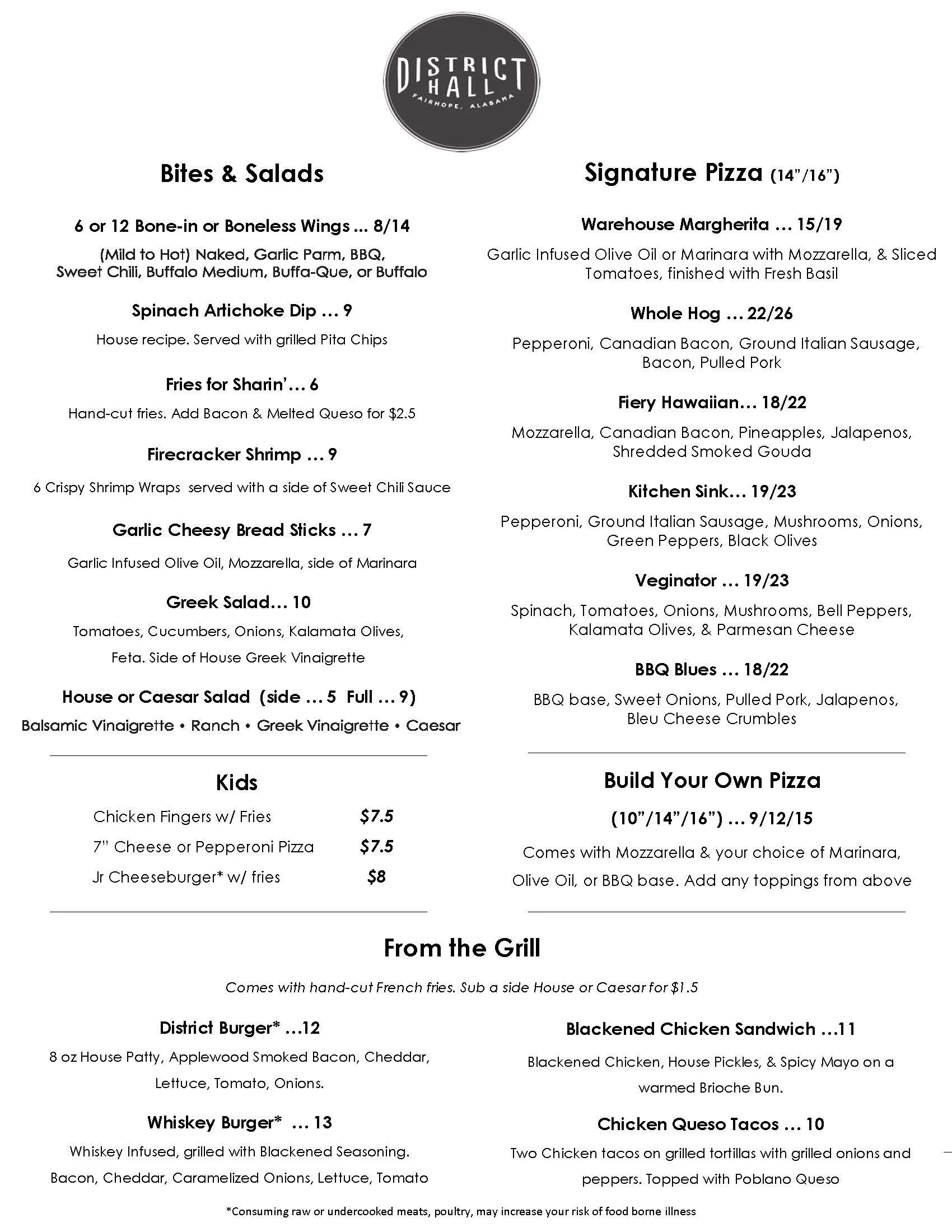 MENU — District Hall