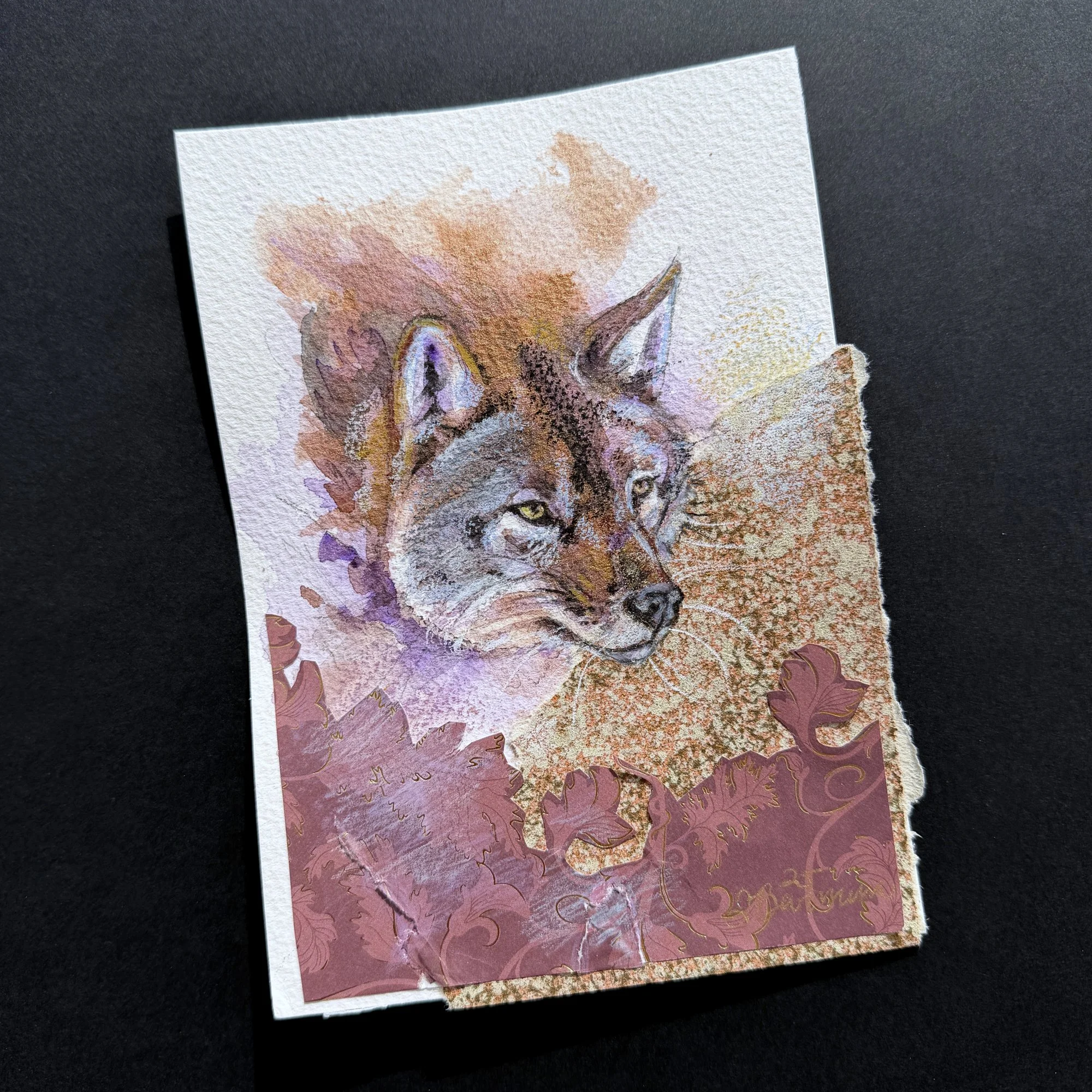 "Bronze Coyote," Original Mixed Media Art — Joanna Barnum