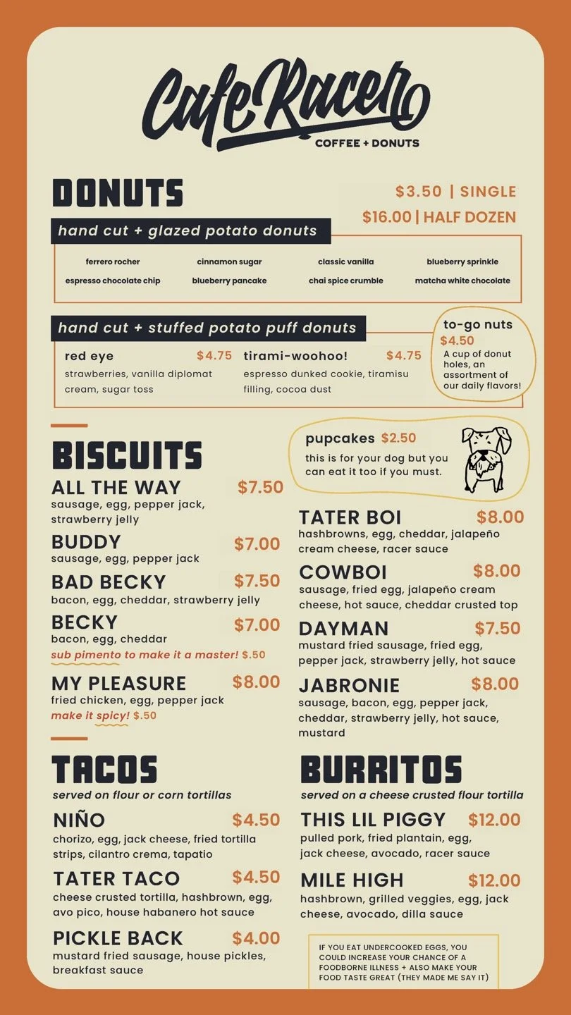 BREAKFAST MENU — Cafe Racer