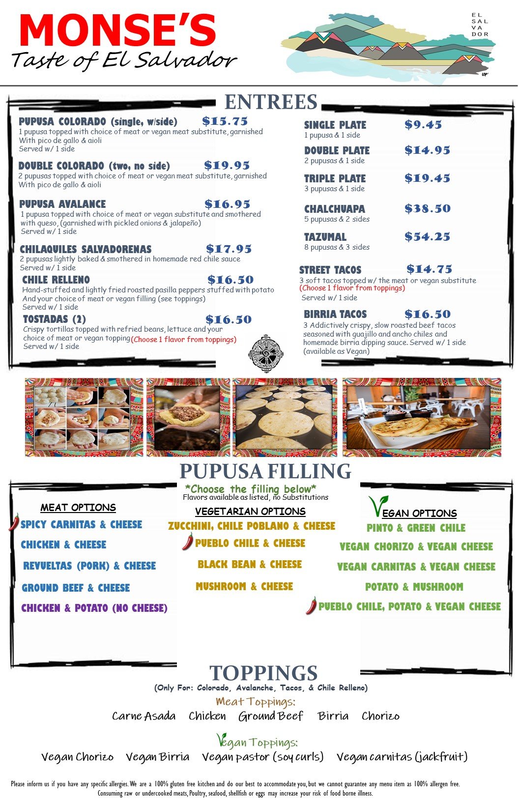 Menu — Monse's Taste of El Salvador