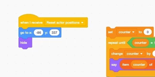 Multiple character dialogue in Scratch using lists and message code ...