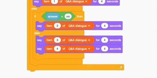 Multiple character dialogue in Scratch using lists and message code ...
