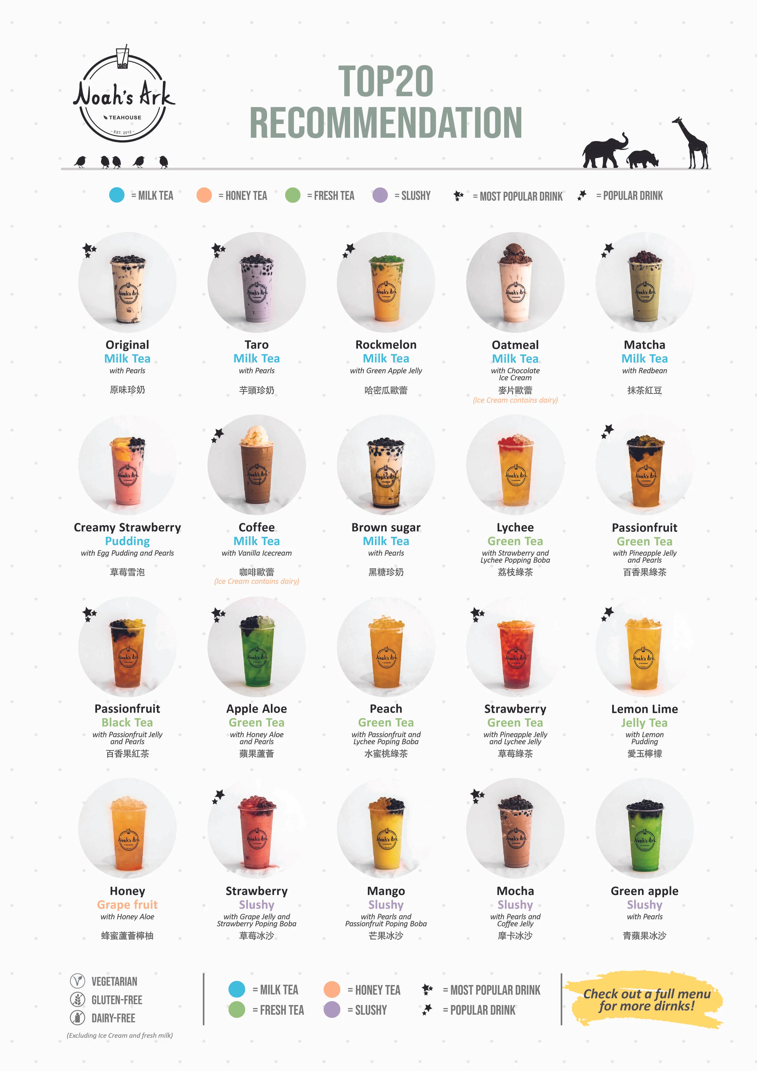 Menu Noah s Ark Teahouse Kiwi Bubble Tea Specialists Menu Noah s Ark Teahouse Kiwi Bubble Tea Specialists