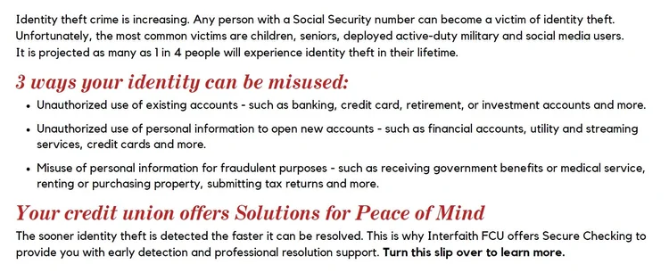 IFCU Services Flyers — Interfaith Federal Credit Union