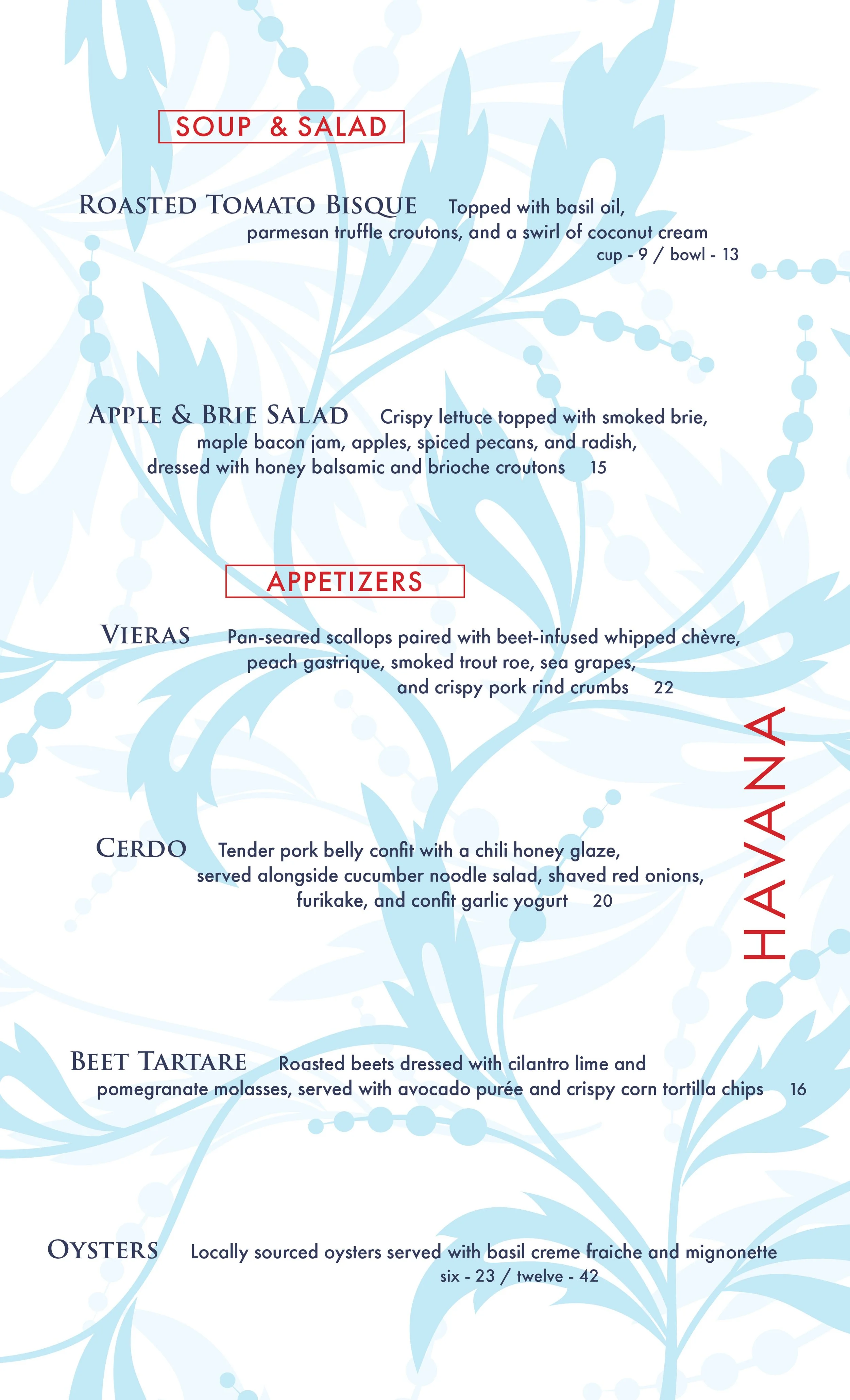 Menu — Havana
