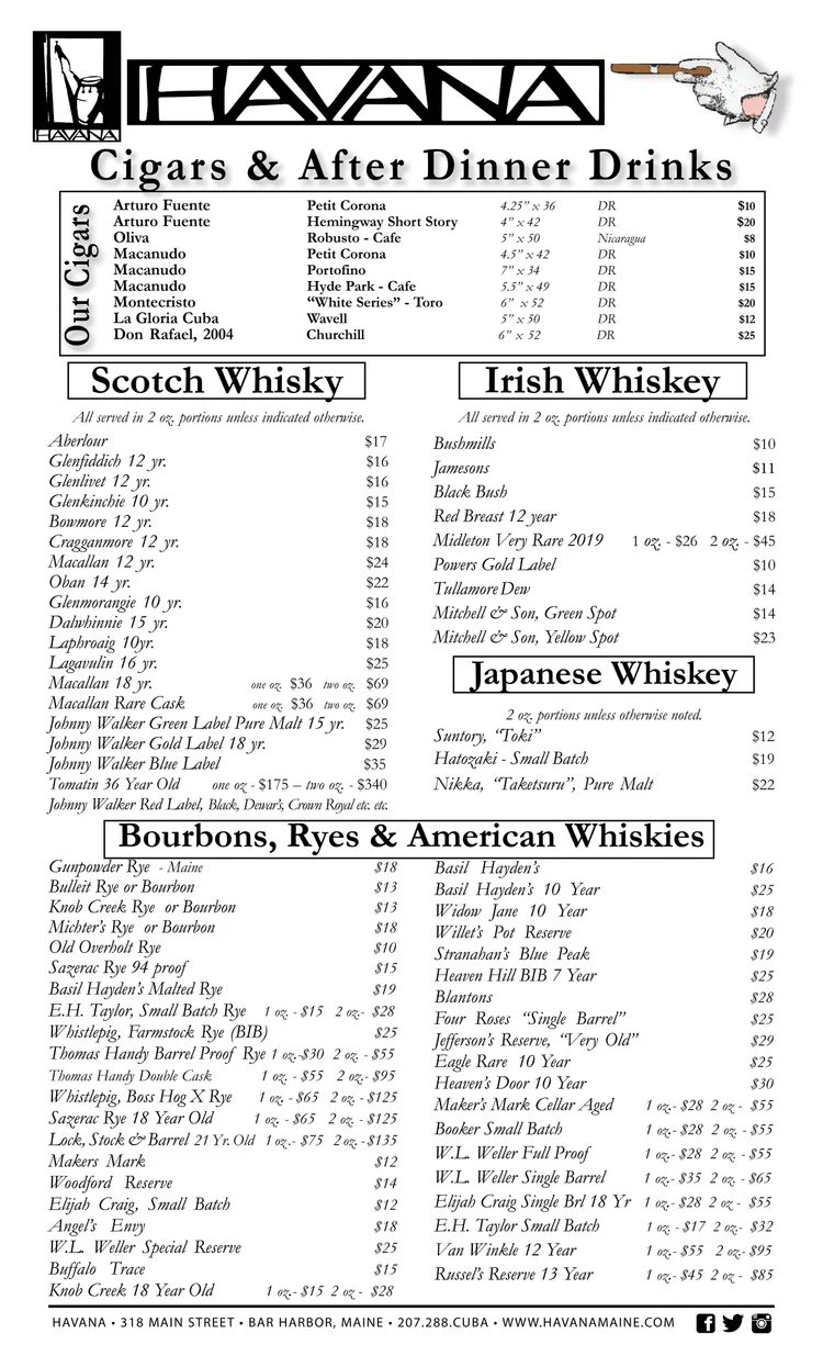 Menu — Havana