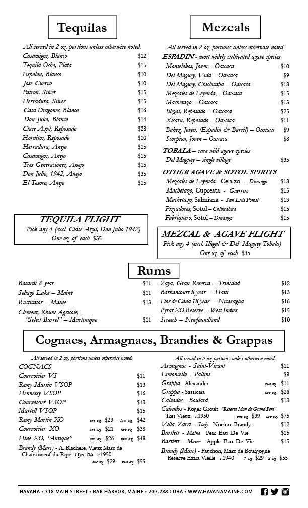 Menu — Havana