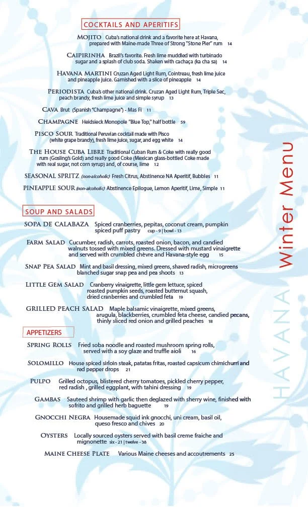 Menu — Havana