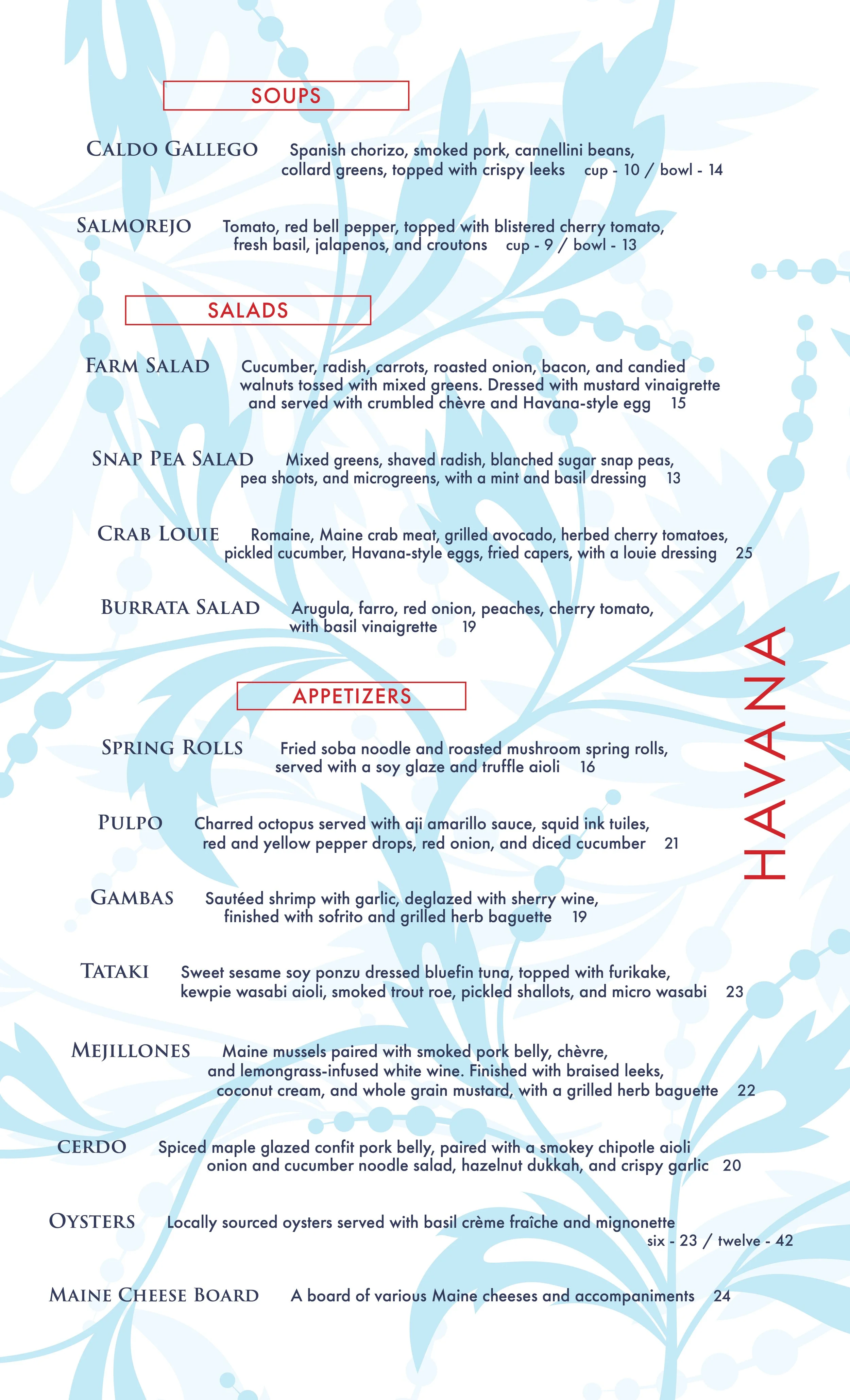 Menu — Havana