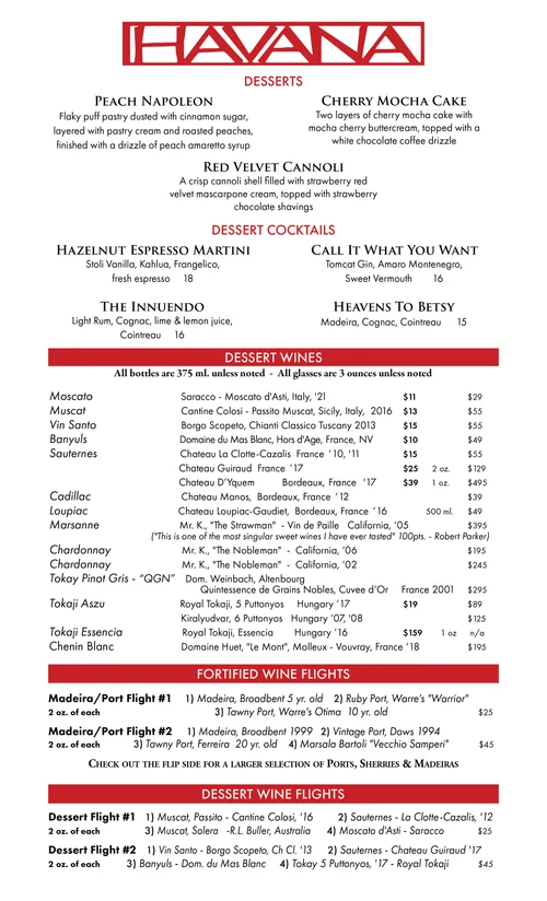 Menu — Havana