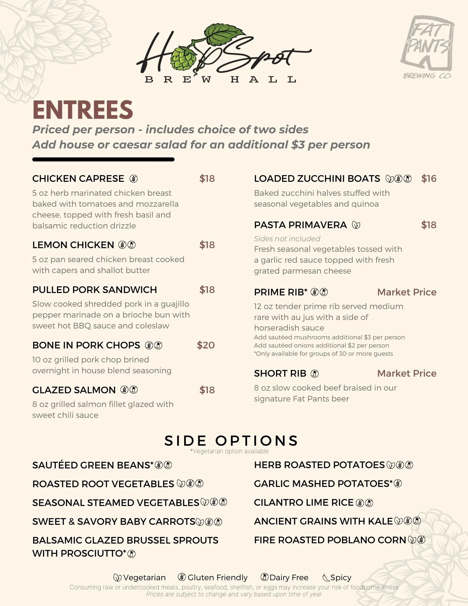 Private Event Catering Menu — Fat Pants Brewing Co.