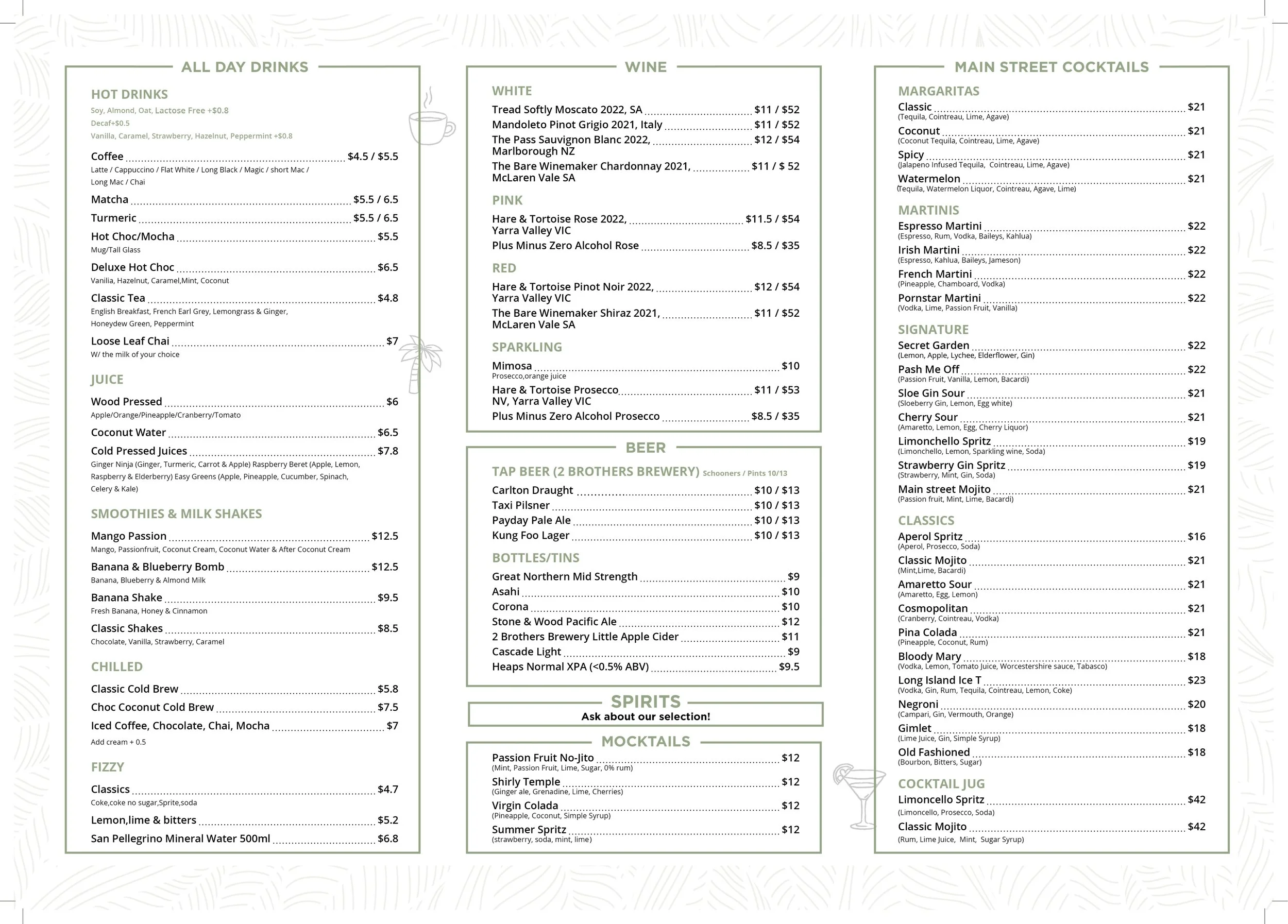 Menu — Main Street Cafe