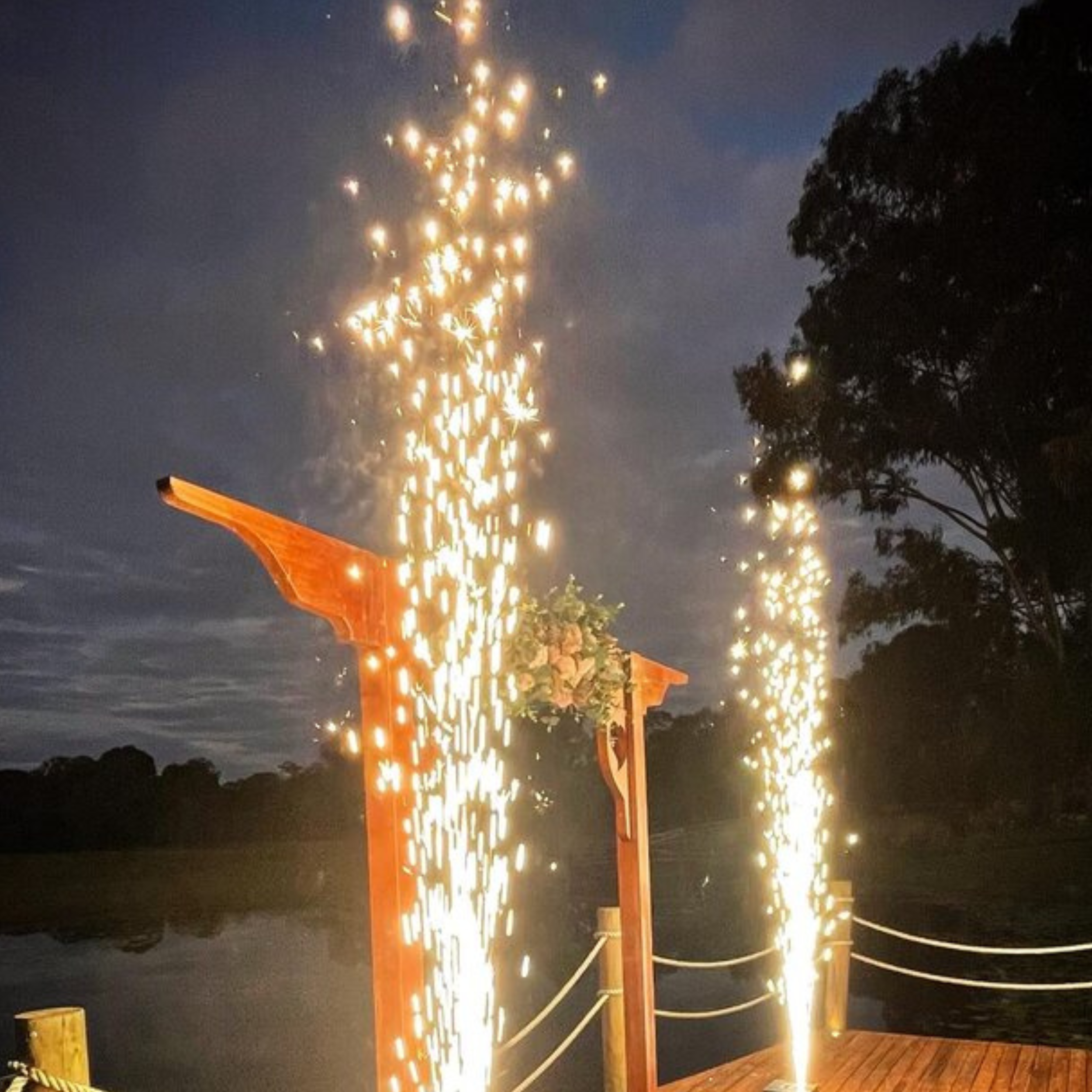 Wireless Vertical Cold Spark Machine Hire • Brisbane Festoon Hire ...