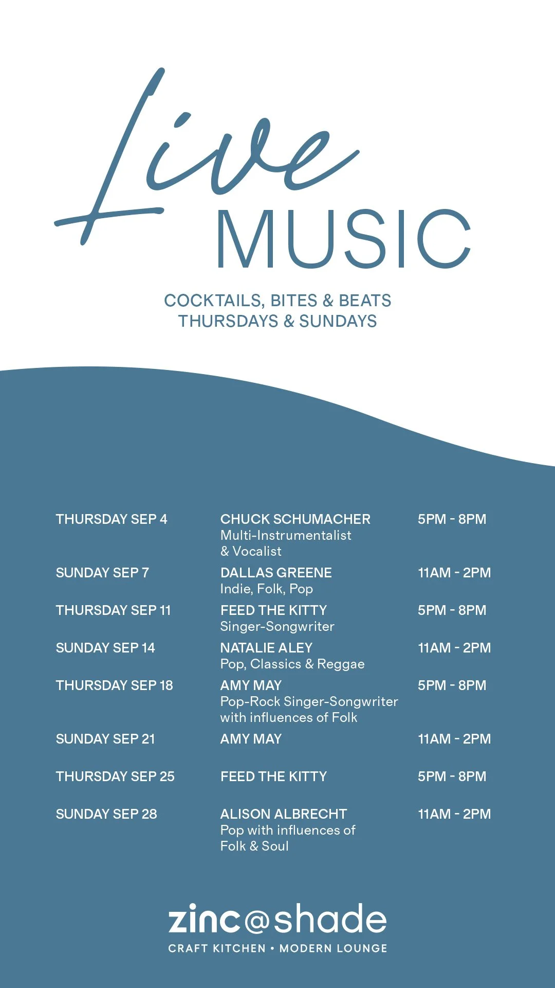 🎶 live music: zinc@shade — Downtown Manhattan Beach