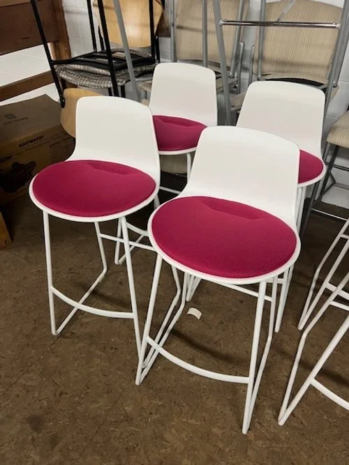 Bar Height Stools (White/Pink) — OEB | Used Office Furniture Minneapolis