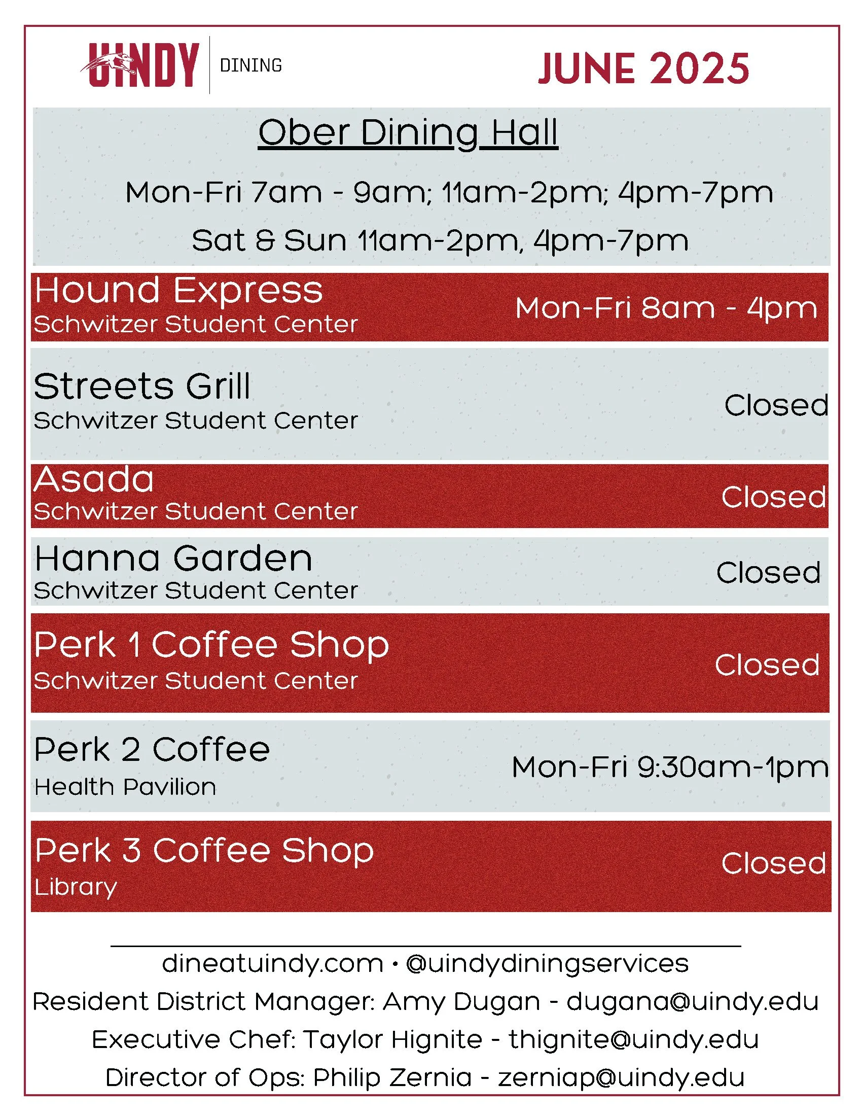 Locations & Hours — DineAtUIndy