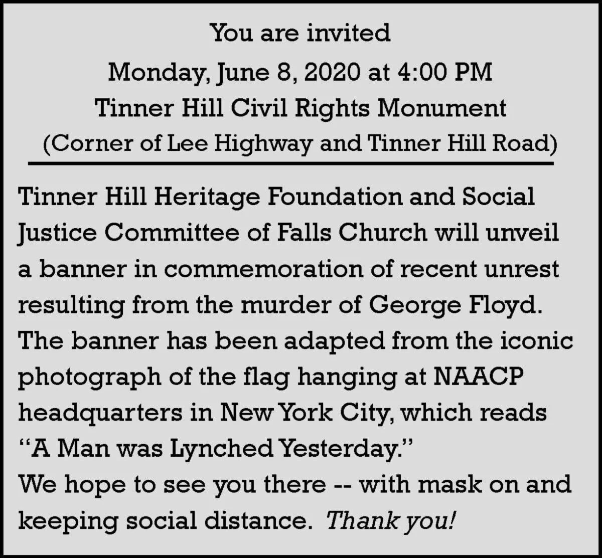 George Floyd Banner Ceremony — Tinner Hill Heritage Foundation